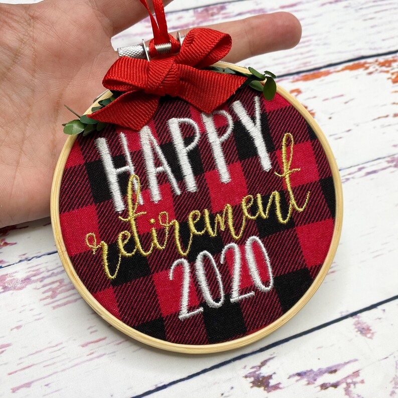 Happy Retirement Christmas Hoop Ornament Retirement Gift | Etsy