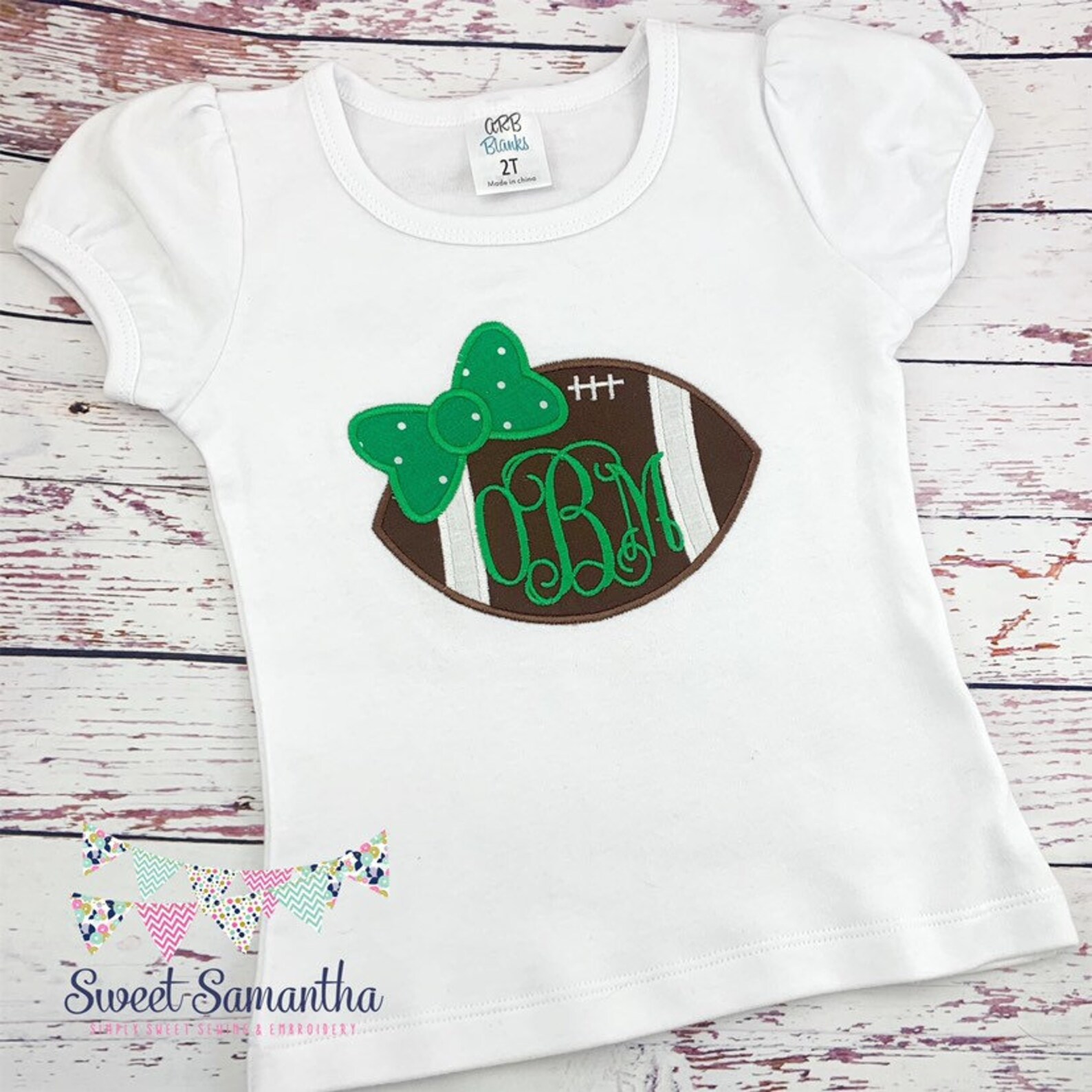 Monogram Girl Football Shirt Girl Football Bodysuit Girls | Etsy