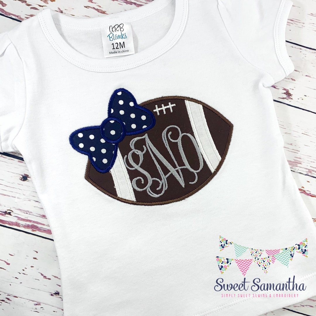 Monogram Girl Football Shirt - Girl Football Bodysuit - Girls Football ...