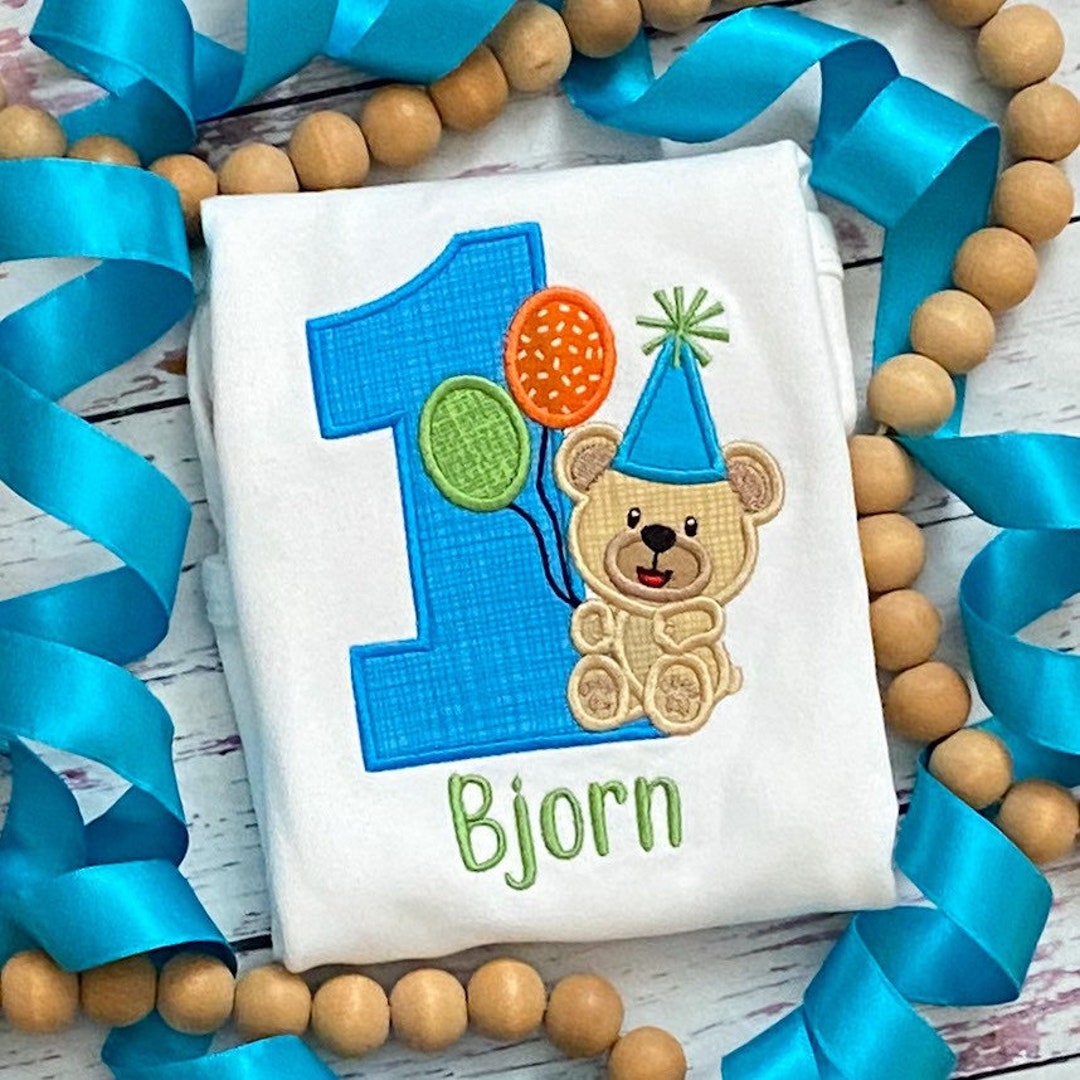 Teddy Bear Birthday Shirt - Boys Brown Bear Shirt - Beary 1st Birthday ...