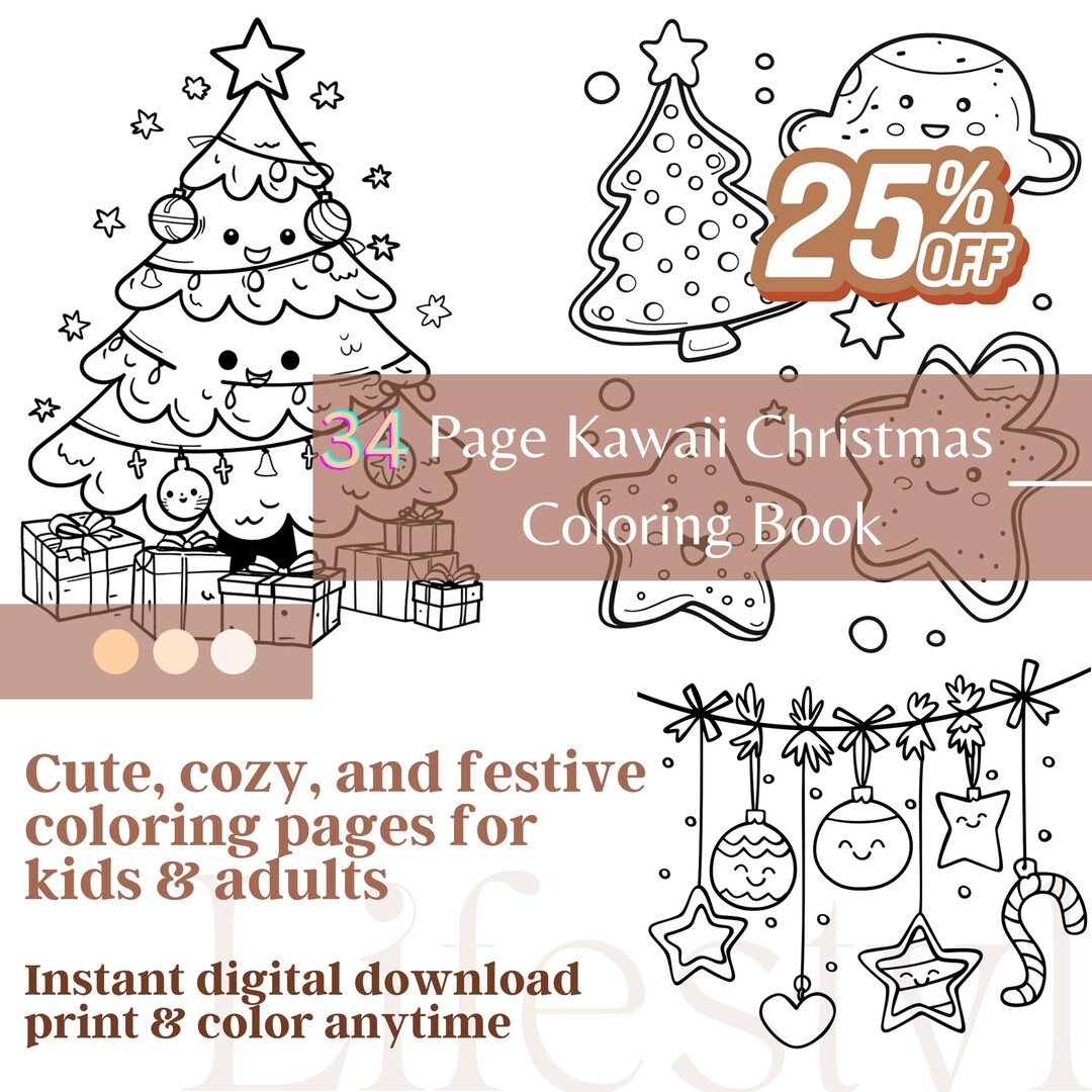 34 Winter Christmas Coloring Pages, Festive Activity Book (digital ...