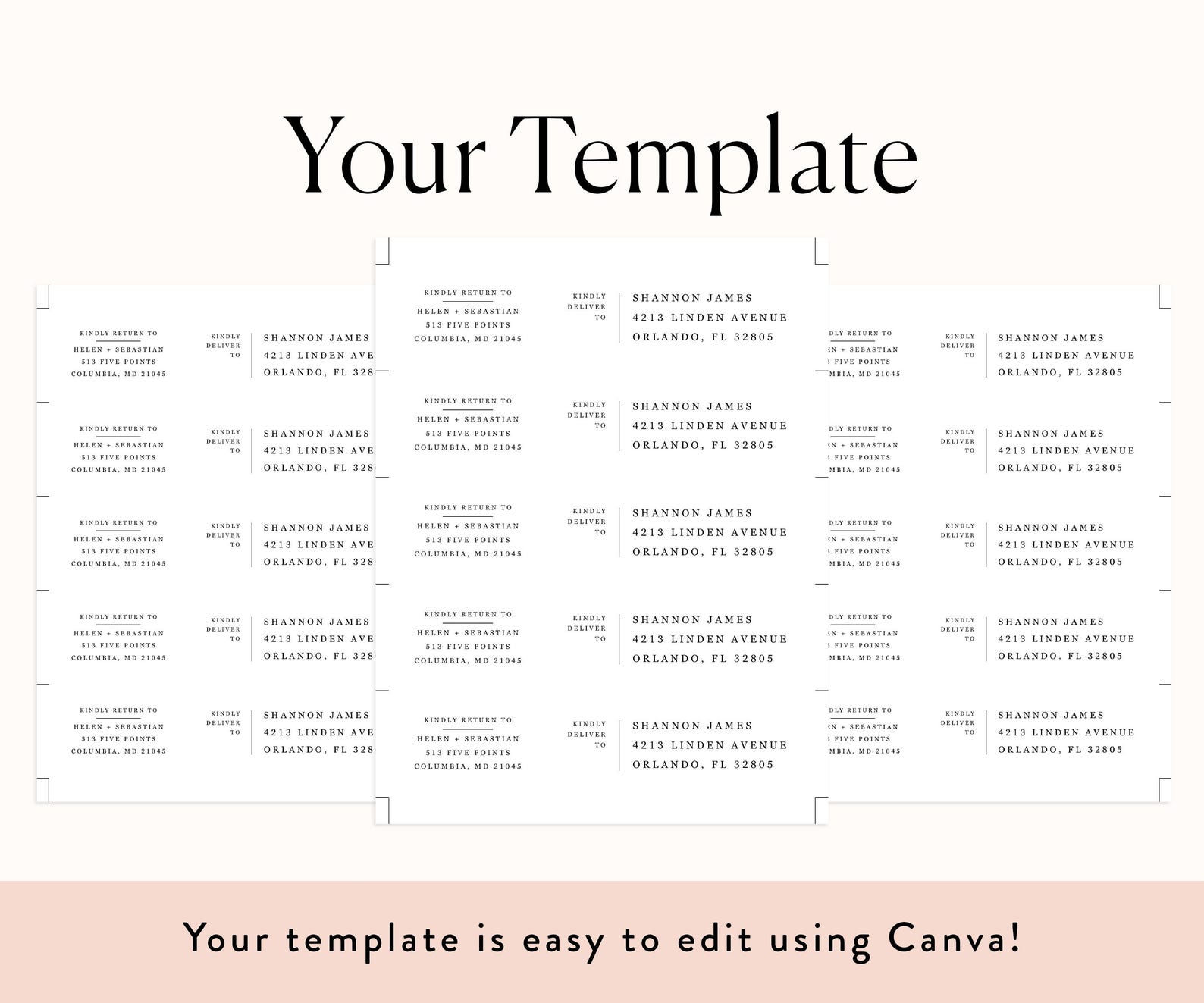 Minimal Wrap Around Address Labels Template | Printable and Editable ...