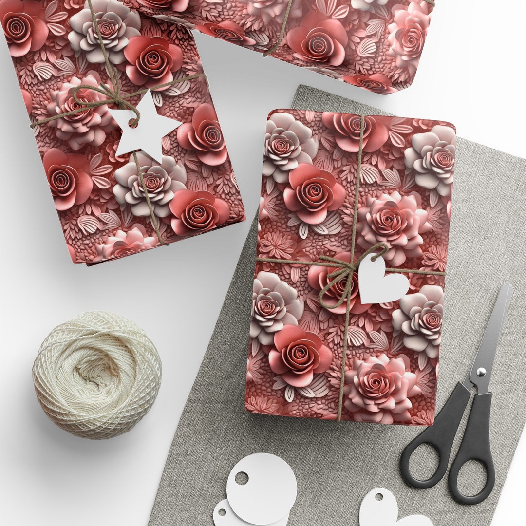 Pink Floral Wrapping Paper, Flower Gift Wrap, Floral Gift Wrap, Pretty ...