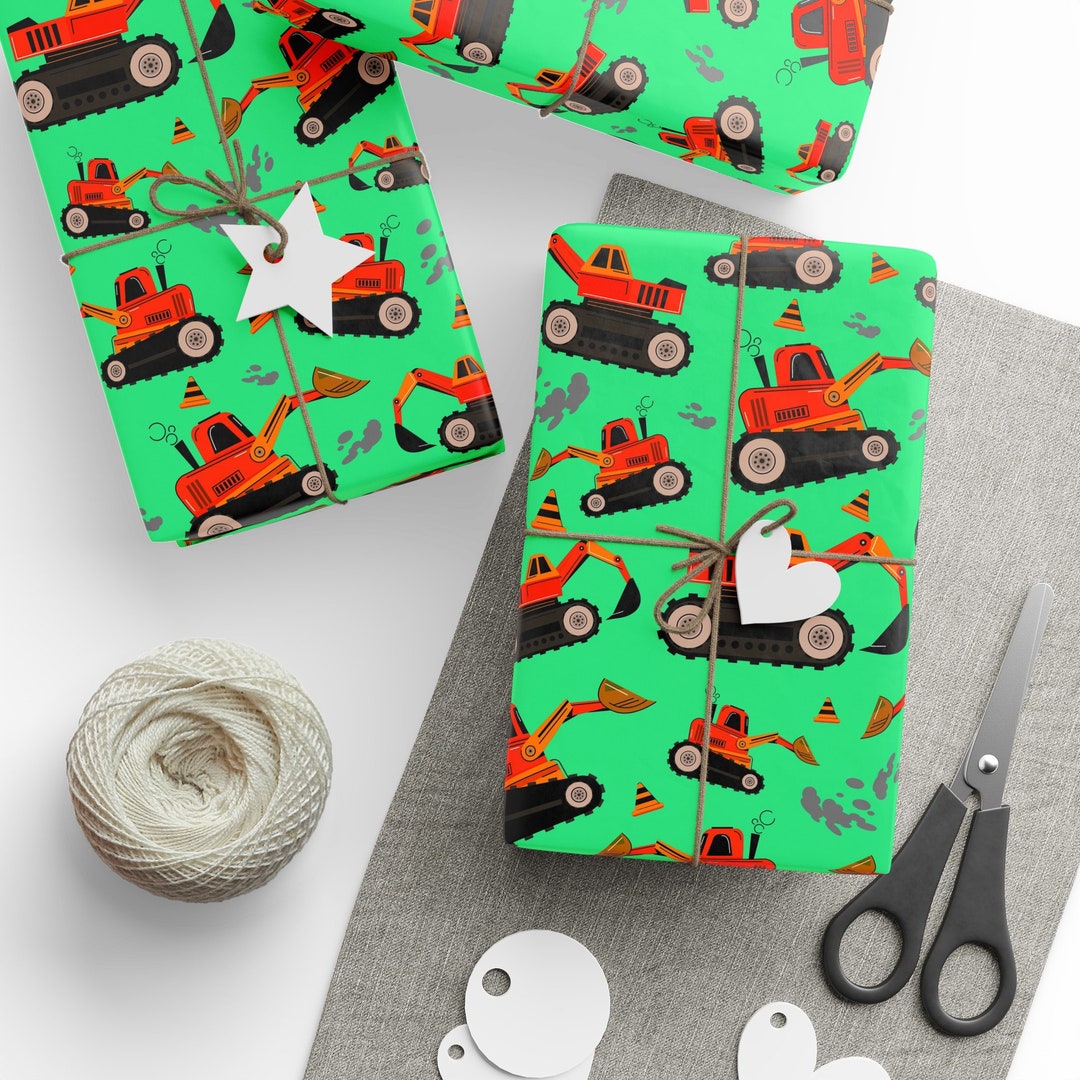 Construction Wrapping Paper, Dirt Digging Gift Wrap, Construction ...