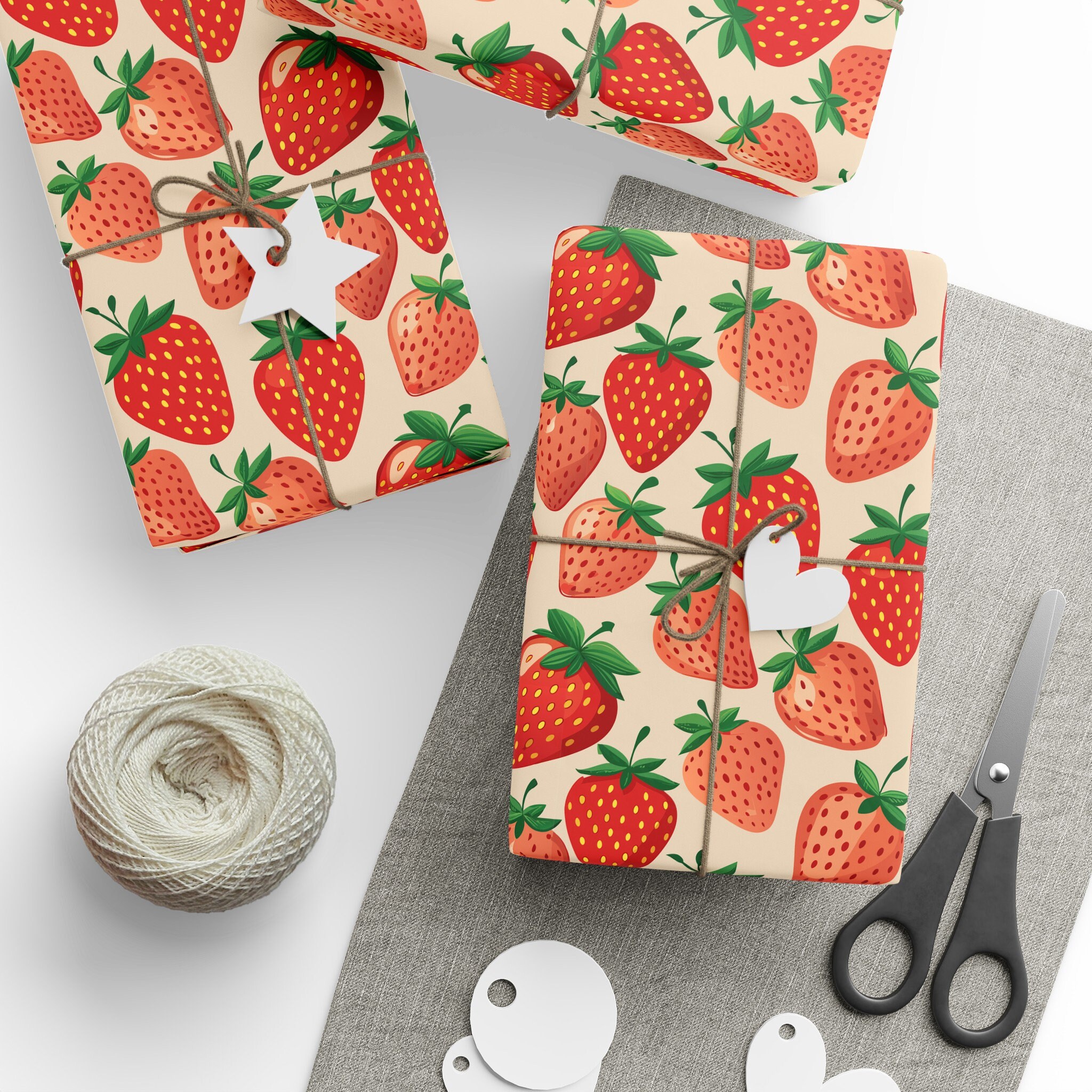 Strawberry Wrapping Paper, Strawberry Gift Wrap, Strawberries Wrapping ...