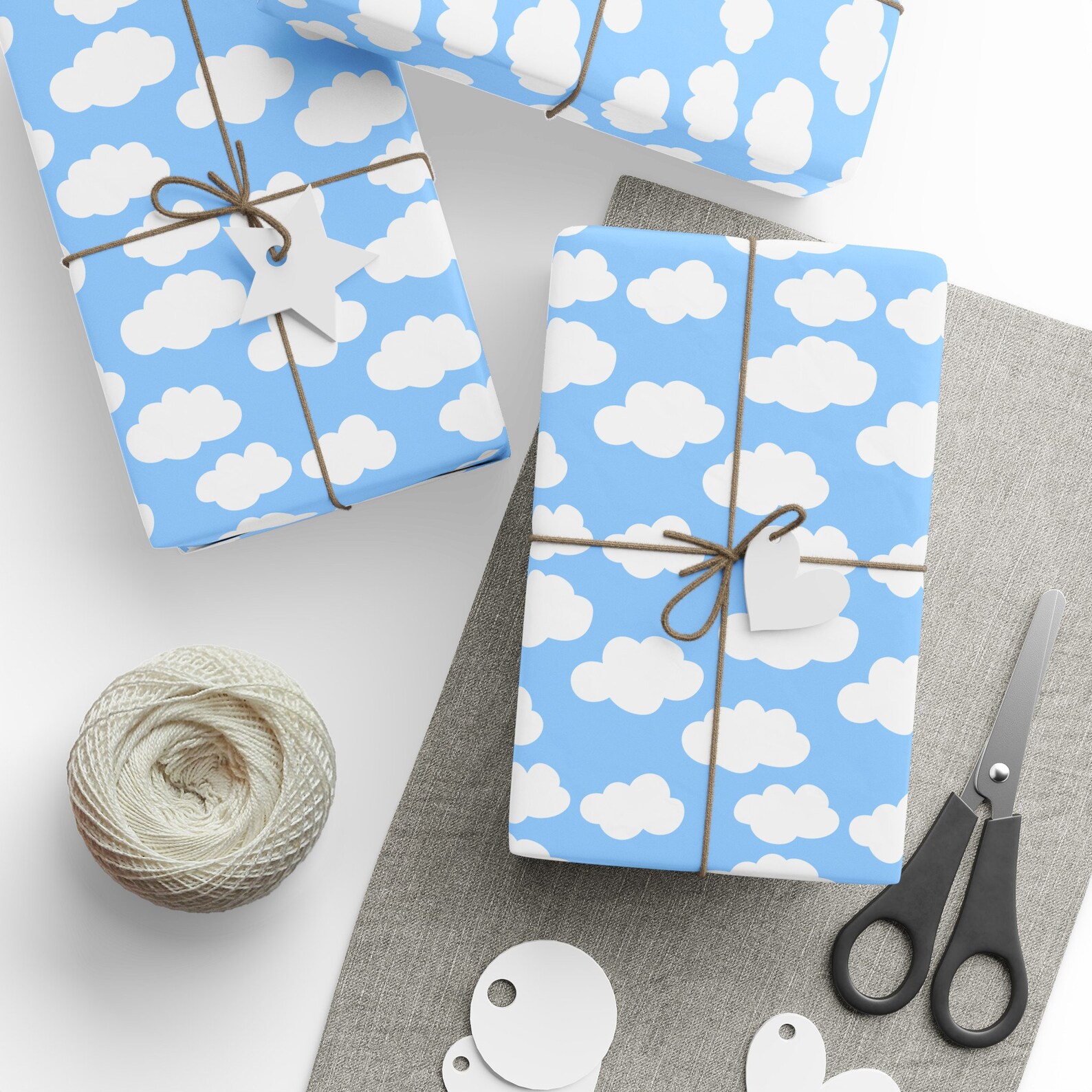 Cloud Wrapping Paper, Cloud Gift Wrapping, Baby Shower Gift Wrap ...