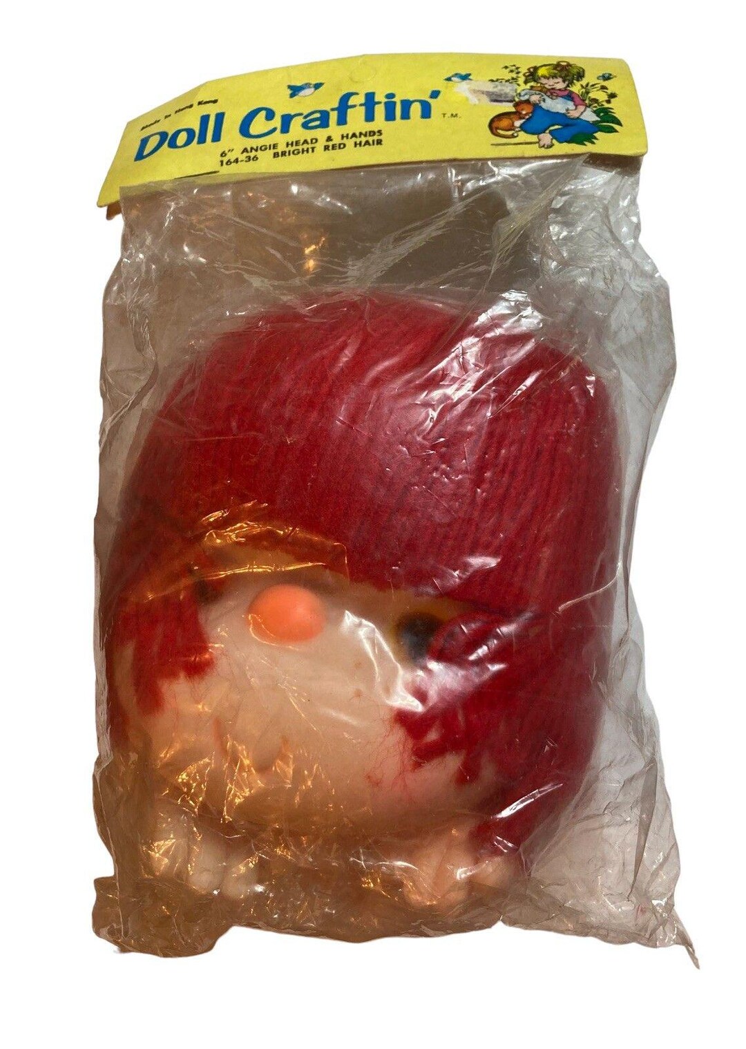 Vintage Doll Craftin 6" Angie Head & Hands Red Yarn Hair Vintage Doll ...