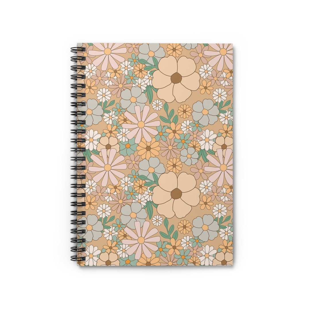 Spiral Notebook Ruled Line Notebook Flower Pattern Notebook Pink ...