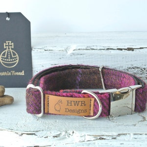 Harris Tweed Dog Collars Tweed Dog Collar Cerise Dog Collar. - Etsy UK
