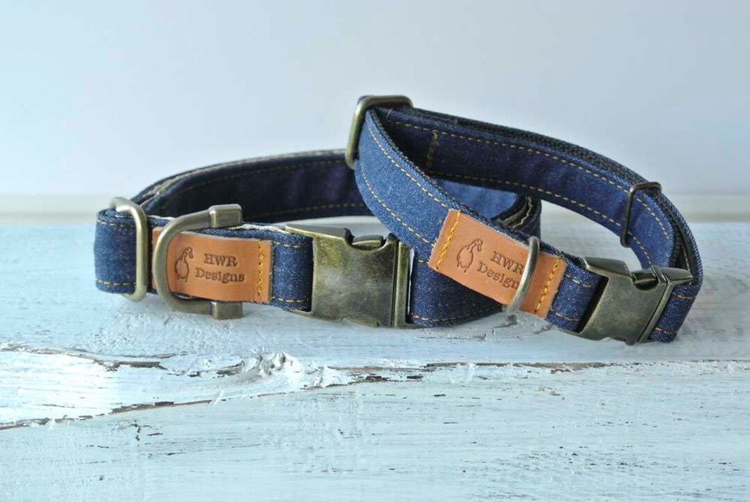 Denim Dog Collar: Blue Jeans Style With Velvet Lining - Etsy