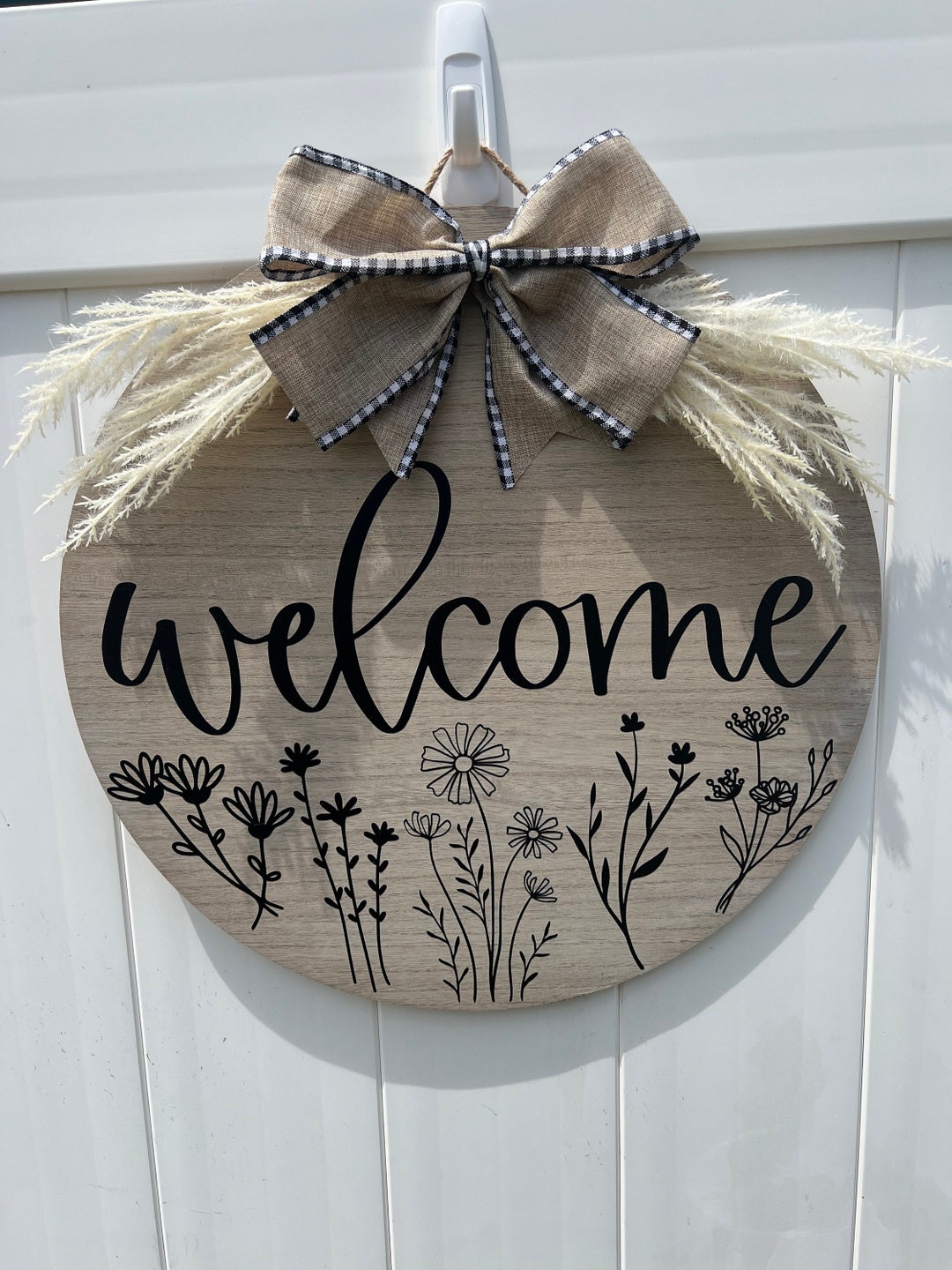 Welcome Spring Wild Flower Door Sign 18" - Etsy