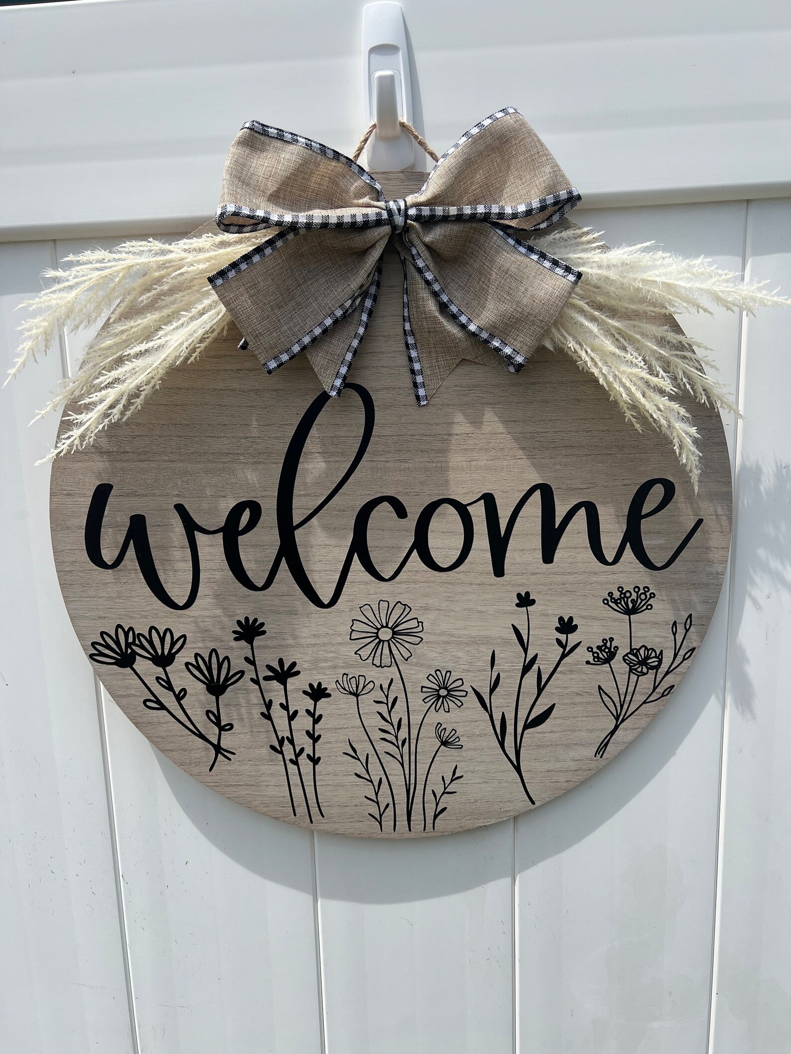 Welcome Flower Door Sign - Etsy