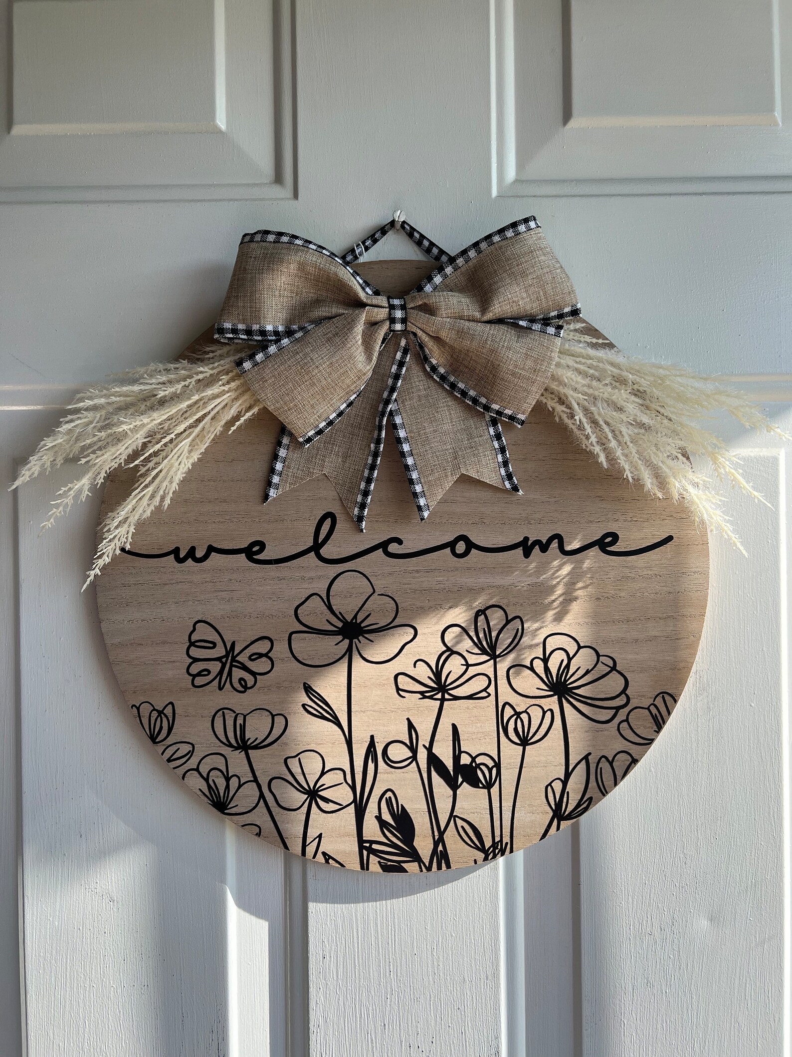 Welcome Flower Door Sign - Etsy