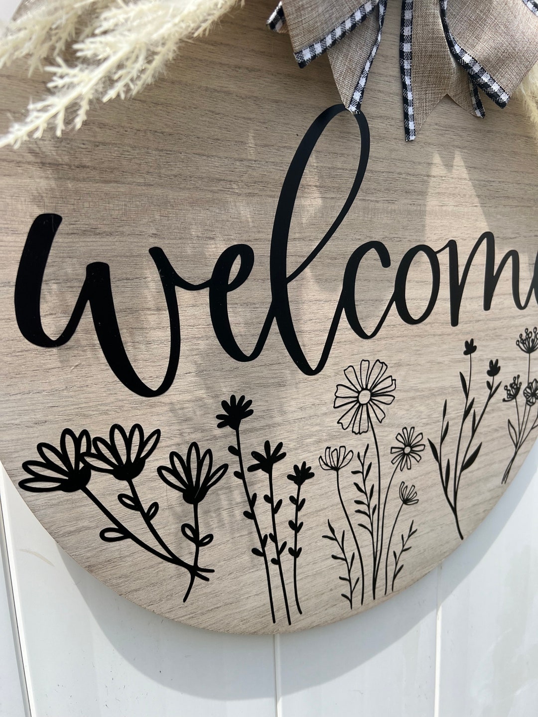 Welcome Spring Wild Flower Door Sign - Etsy
