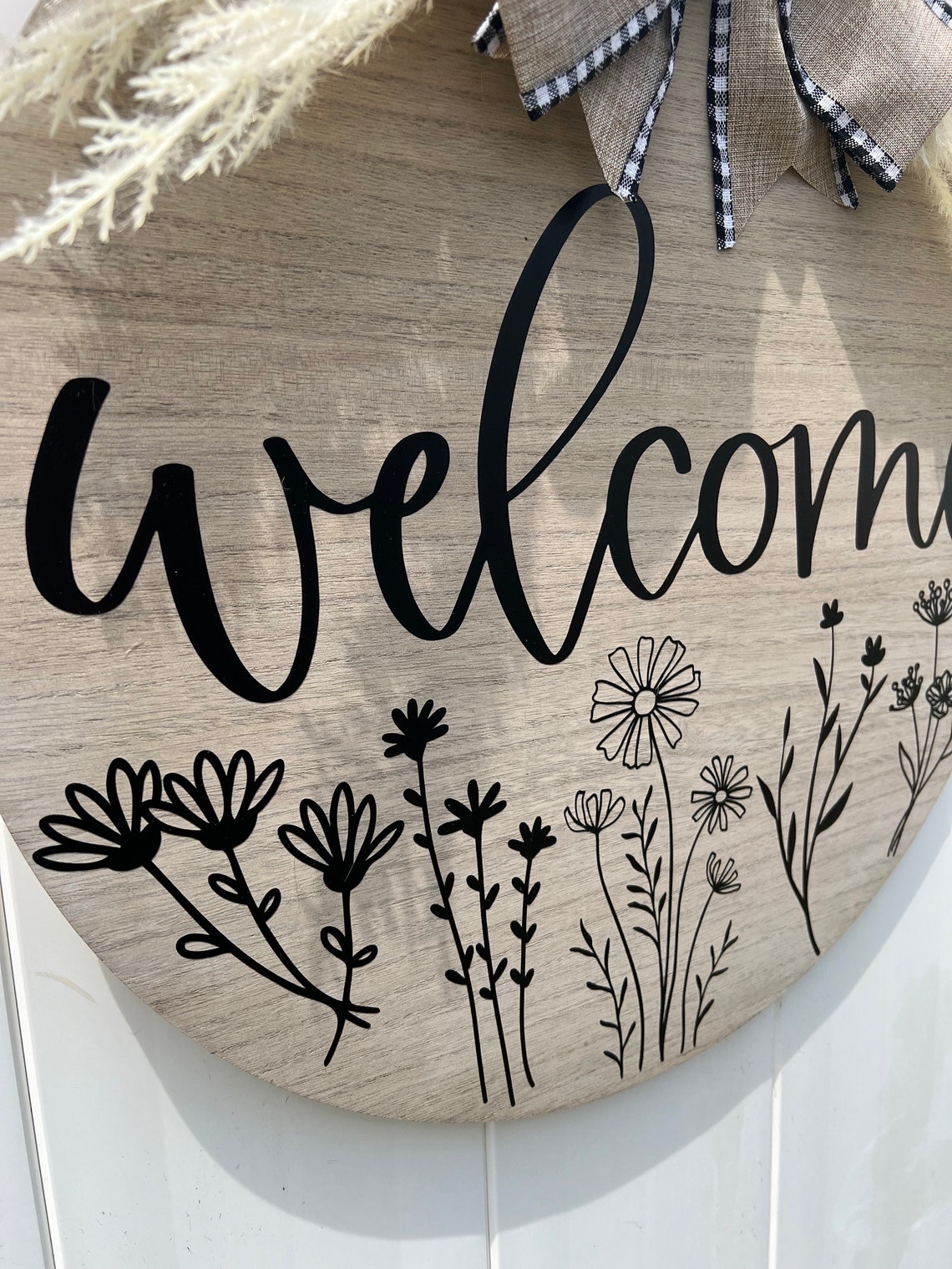 Welcome Flower Door Sign - Etsy