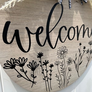 Welcome Flower Door Sign - Etsy