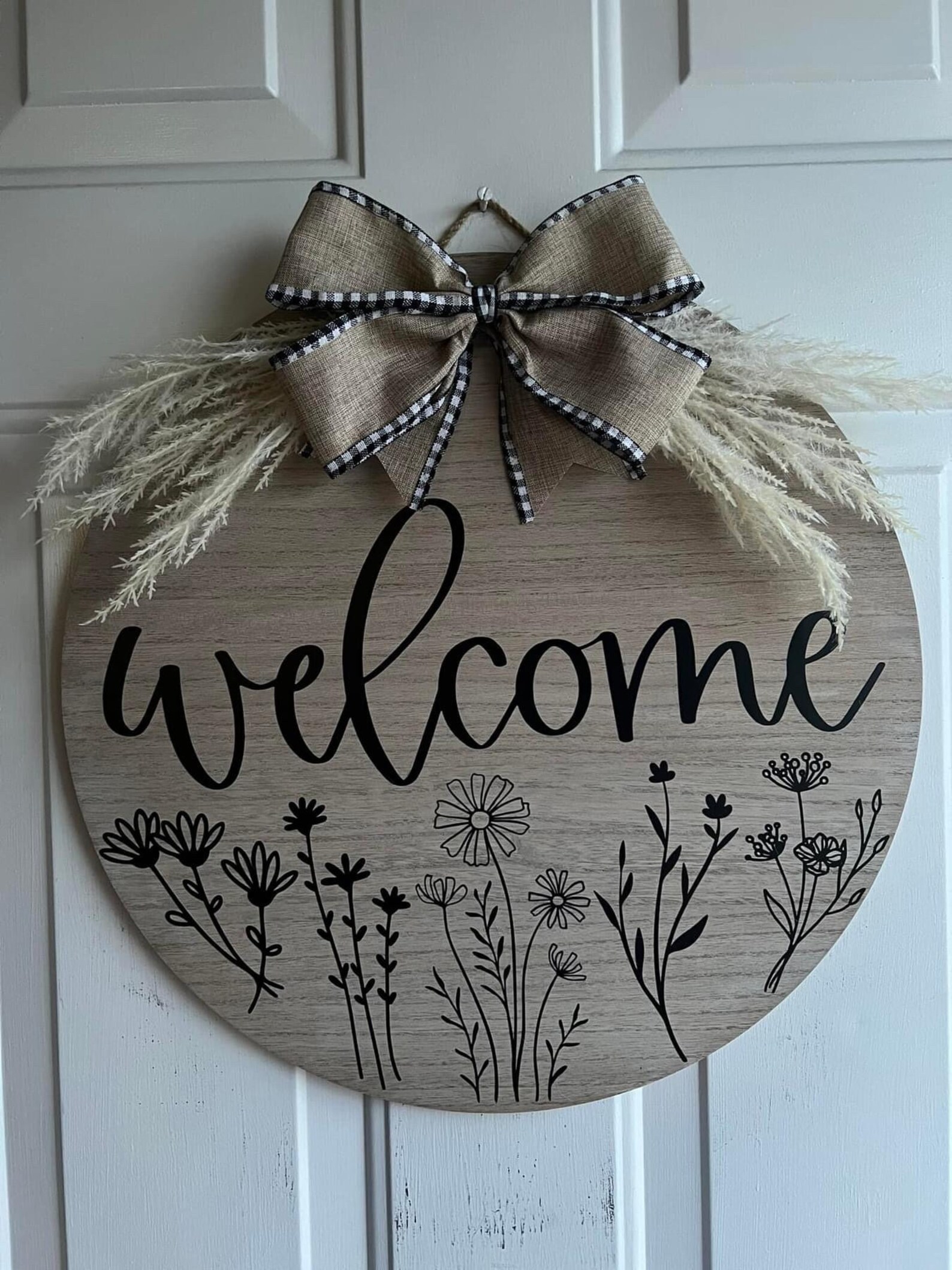 Welcome Spring Wild Flower Door Sign 18" - Etsy