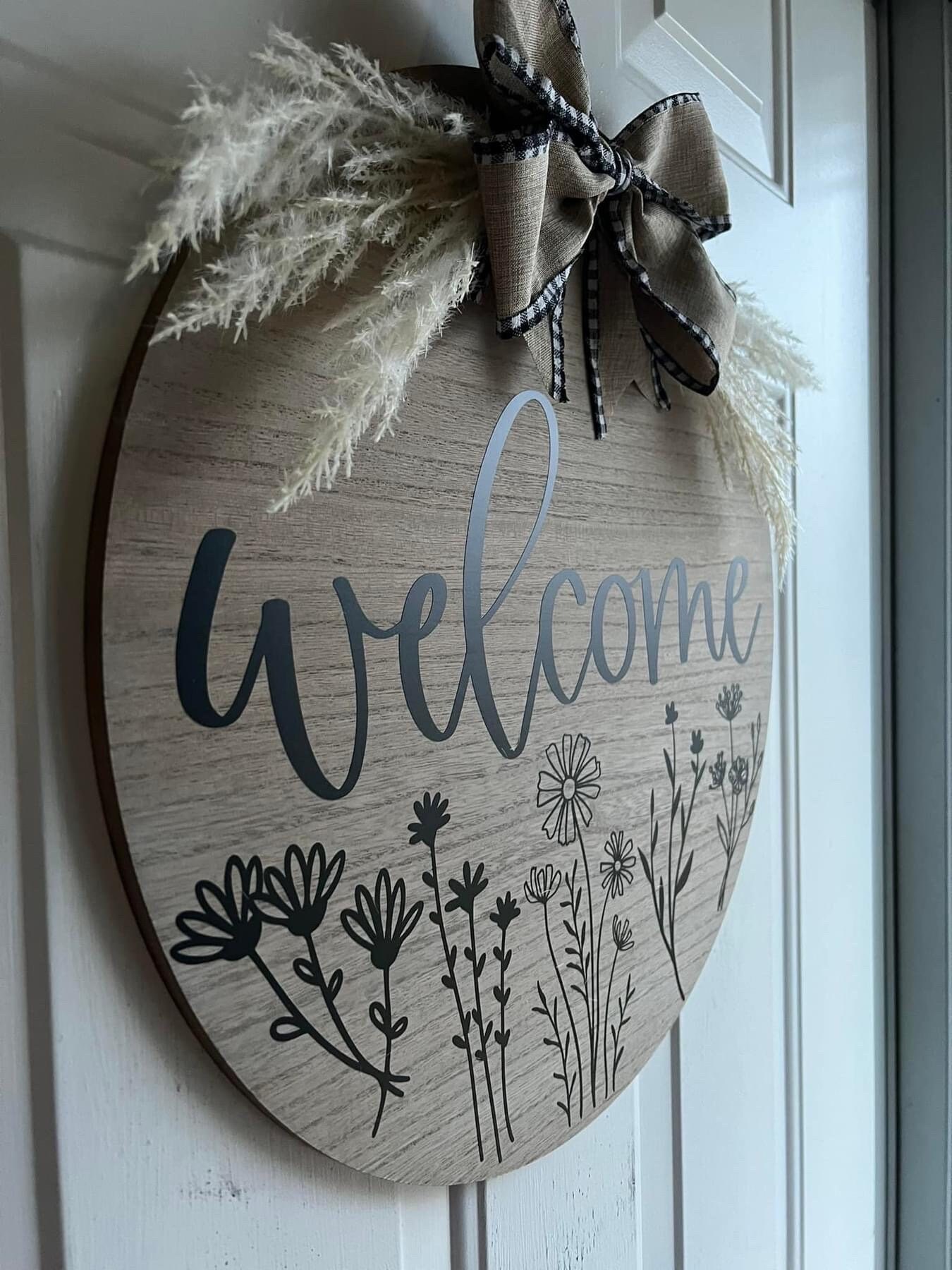 Welcome Flower Door Sign - Etsy