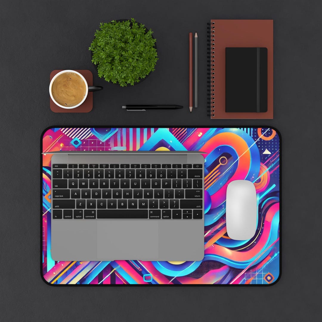 Colorful Geometric Desk Mat, Bright Mouse Pad for Office, Vibrant Desk ...