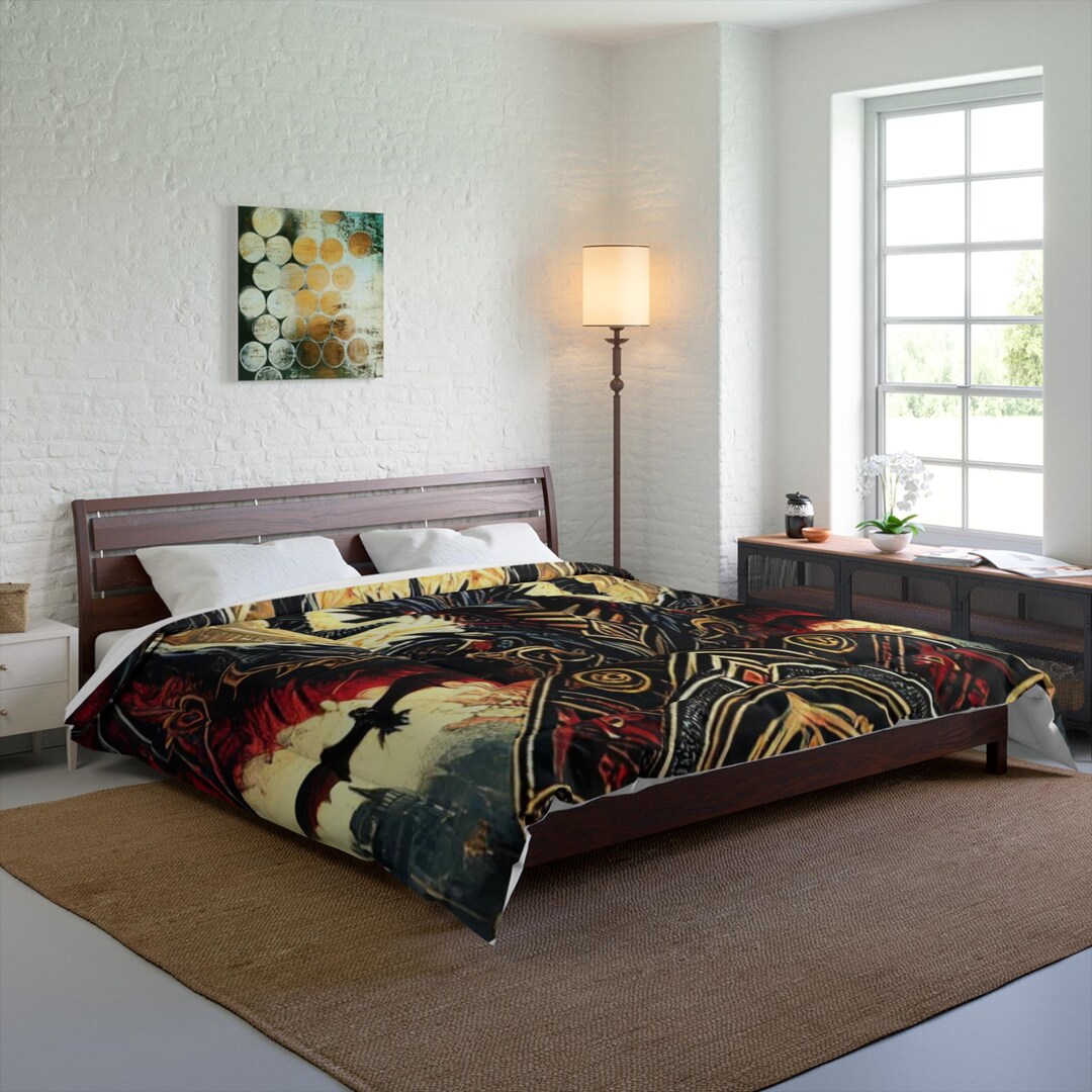 Mystical Dragon Comforter, Gothic Home Decor, Fantasy Quilt, Dark ...