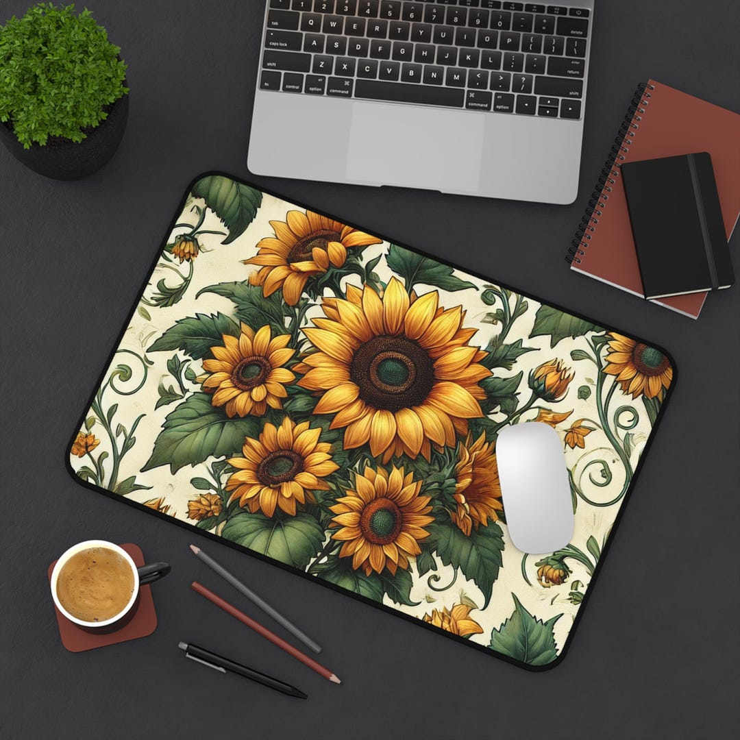Sunflower Desk Mat, Floral Keyboard Pad, Office Decor, Gift for Garden ...