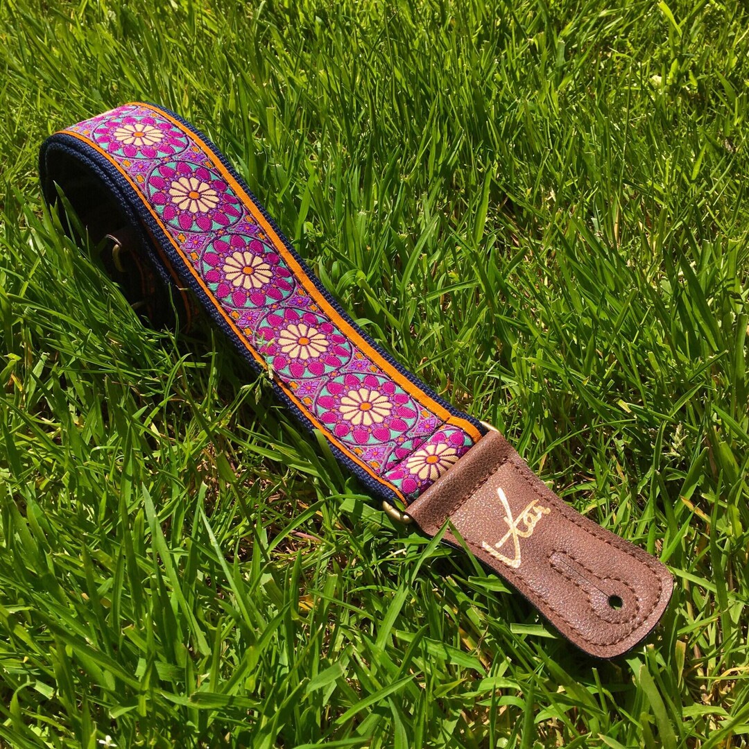 The Deep Purple Floral Strap - Vtar Handmade Vegan Acoustic/electric ...