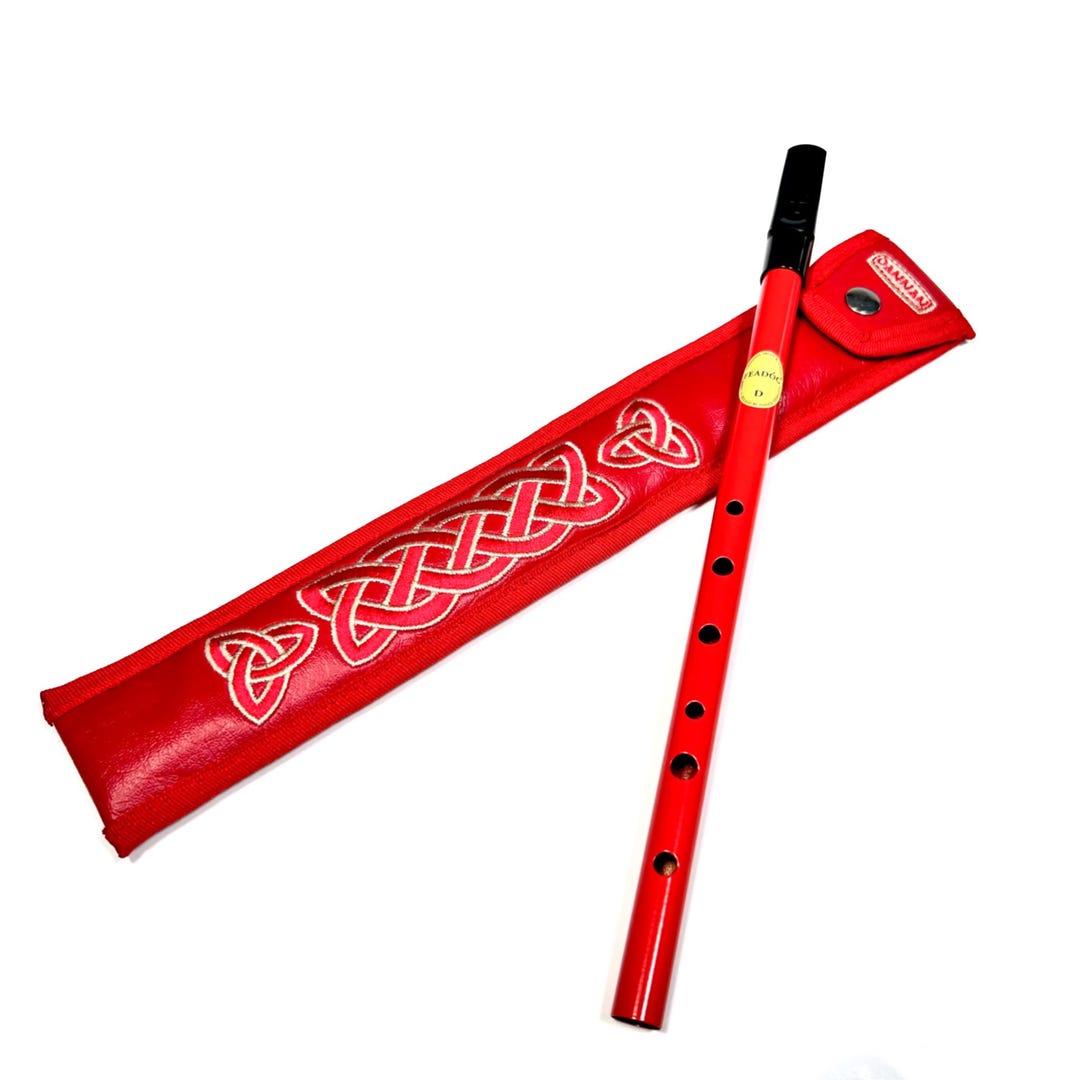 Red Tin Whistle in Key of D by Feadog With Handmade Irish Whistle Case ...