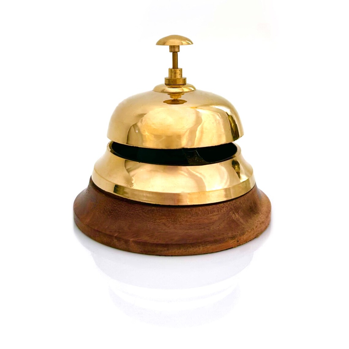 The Ventiano Brass Desk Bell With Wooden Base for Reception Call Bell ...