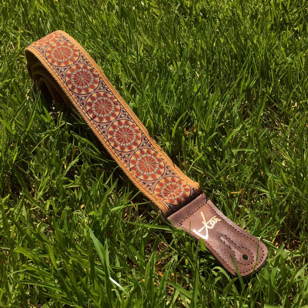The Natural Brown Floral Strap - Vtar Handmade Vegan Acoustic/electric ...