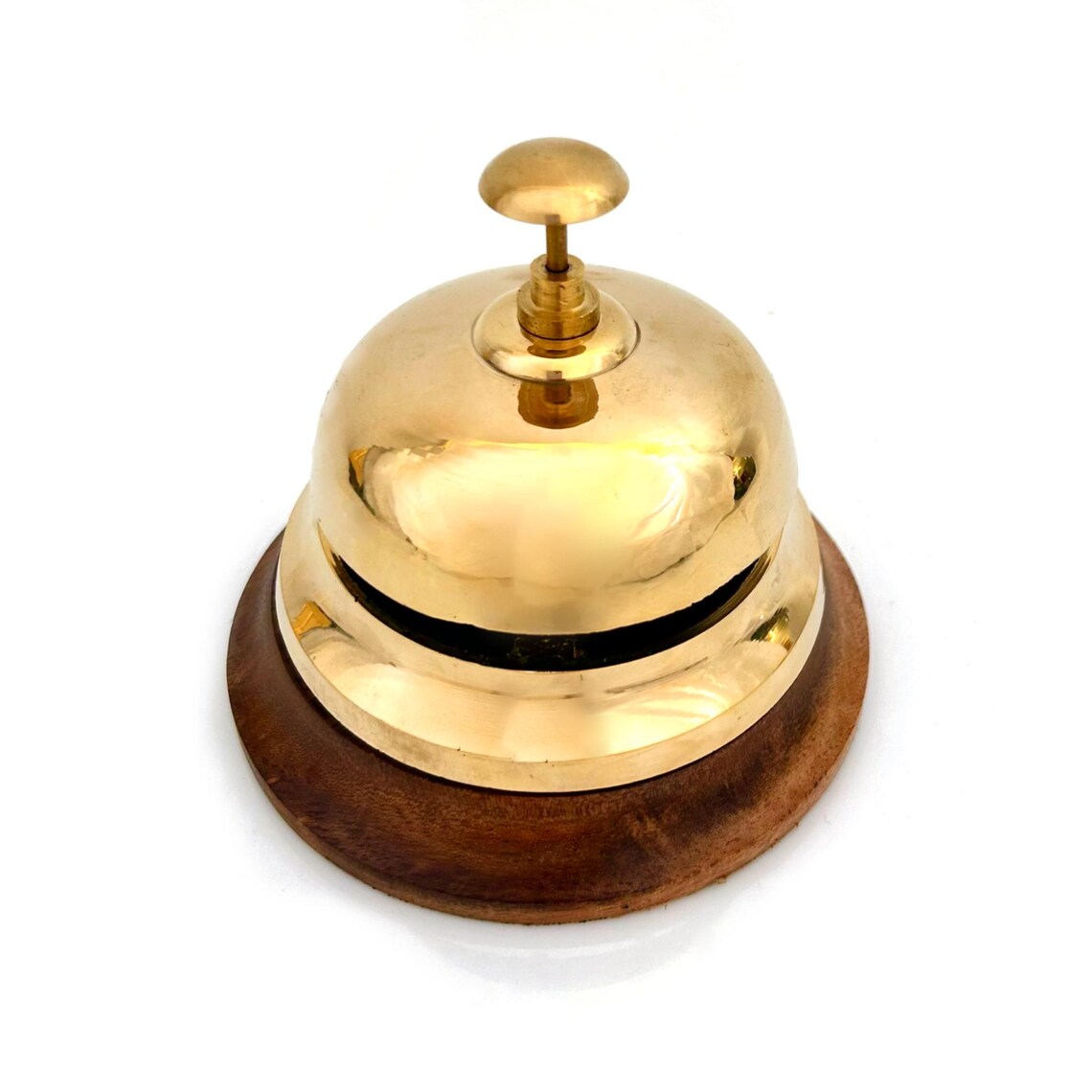 The Ventiano Brass Desk Bell With Wooden Base for Reception Call Bell ...