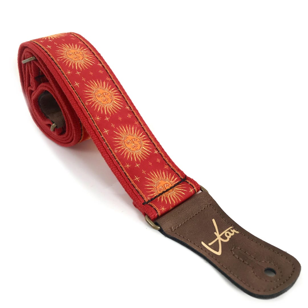 The Red Sun King Guitar Strap - Vtar Handmade Vegan Acoustic / Electric ...