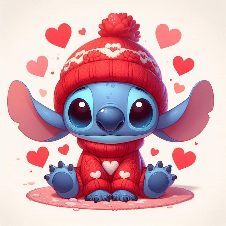Stitch Love Design Watercolor 5PNG Sublimation Design Set: 5 PNG Files ...