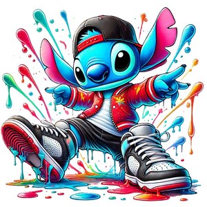 5 PNG Stitch Break Dance Design Watercolor Tshirt Mug Tumpler ...