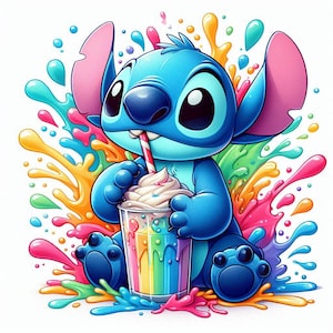 5 PNG Stitch Milkshake Design Watercolor Tshirt Mug Tumpler Sublimation ...