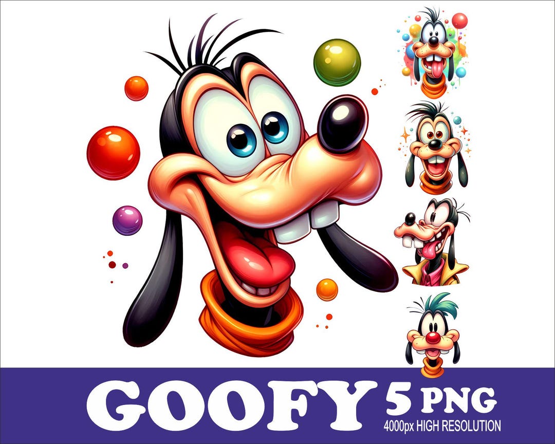 Goofy Design Watercolor PNG: Sublimation Design Set (5 Files, High ...
