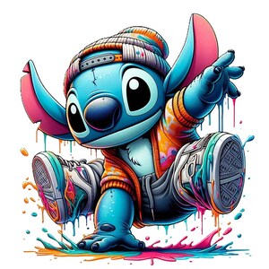 5 PNG Stitch Break Dance Design Watercolor Tshirt Mug Tumpler ...