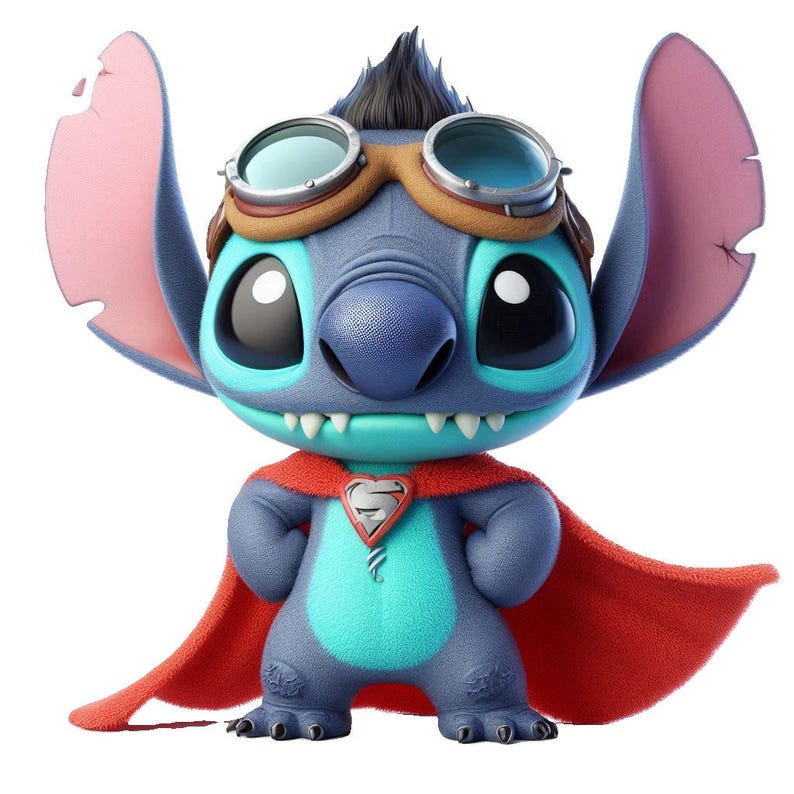 Stitch Superhero Watercolor PNG Designs: Sublimation Graphics (5 PNG ...