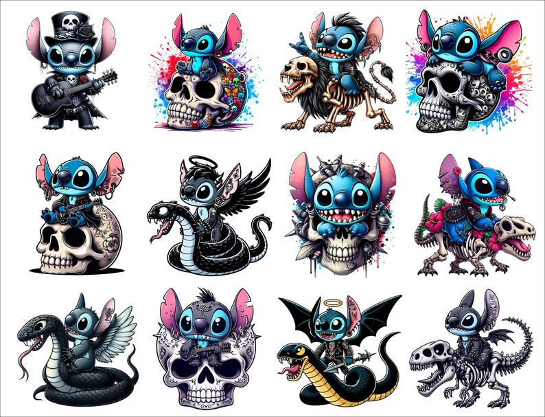 Stitch Gothic PNG Bundle: Sublimation Designs (115 Files) - Etsy