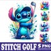 Stitch Golf Design 5PNG Set: Watercolor Sublimation Graphics (5 Files ...