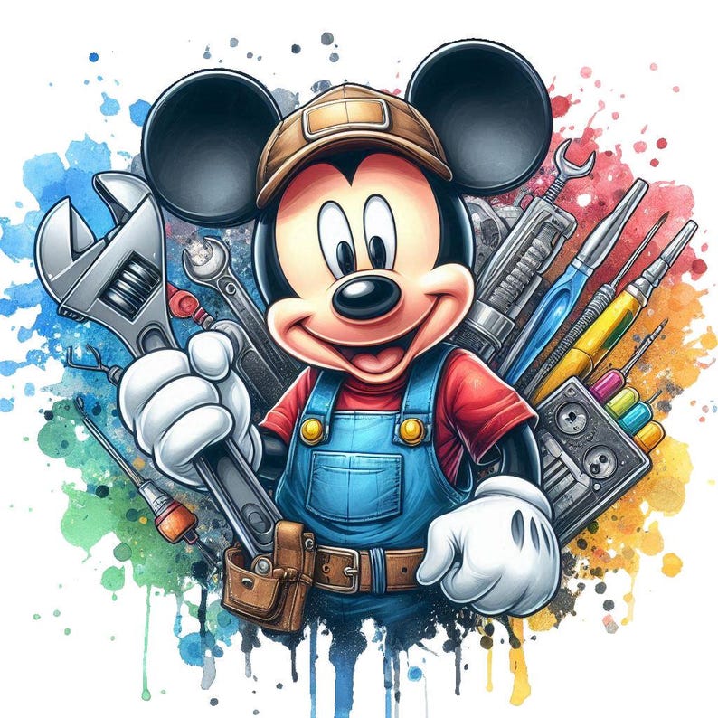 5 PNG Mouse Repairman Design Watercolor Tshirt Mug Tumpler Sublimation ...