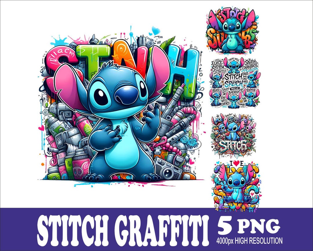 5 PNG Stitch Graffiti Design Watercolor Tshirt Mug Tumpler Sublimation ...