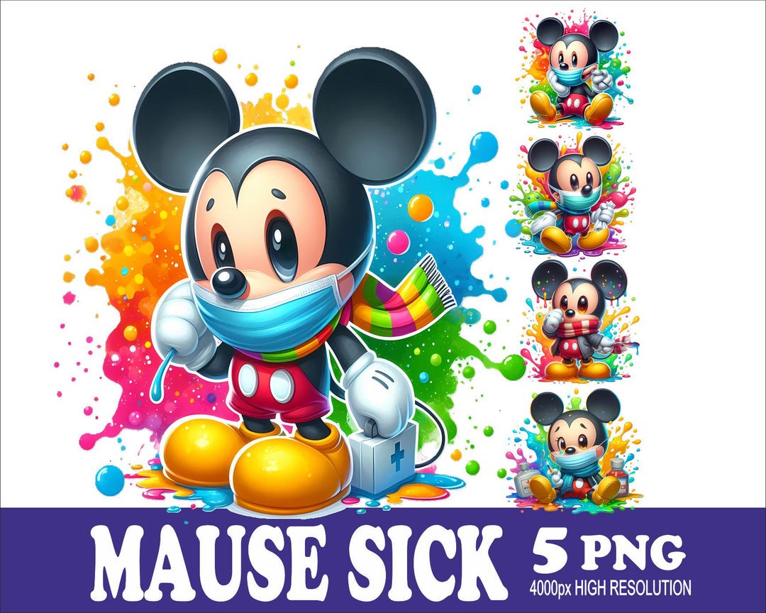 5 PNG Mouse Sick Design Watercolor Tshirt Mug Tumpler Sublimation Png ...