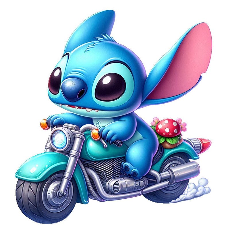 Stitch Motorcycle Watercolor PNG Designs: Sublimation Graphics (5 PNG ...