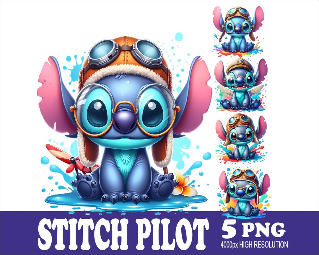 5 PNG Stitch Pilot Design Watercolor Tshirt Mug Tumpler Sublimation Png ...