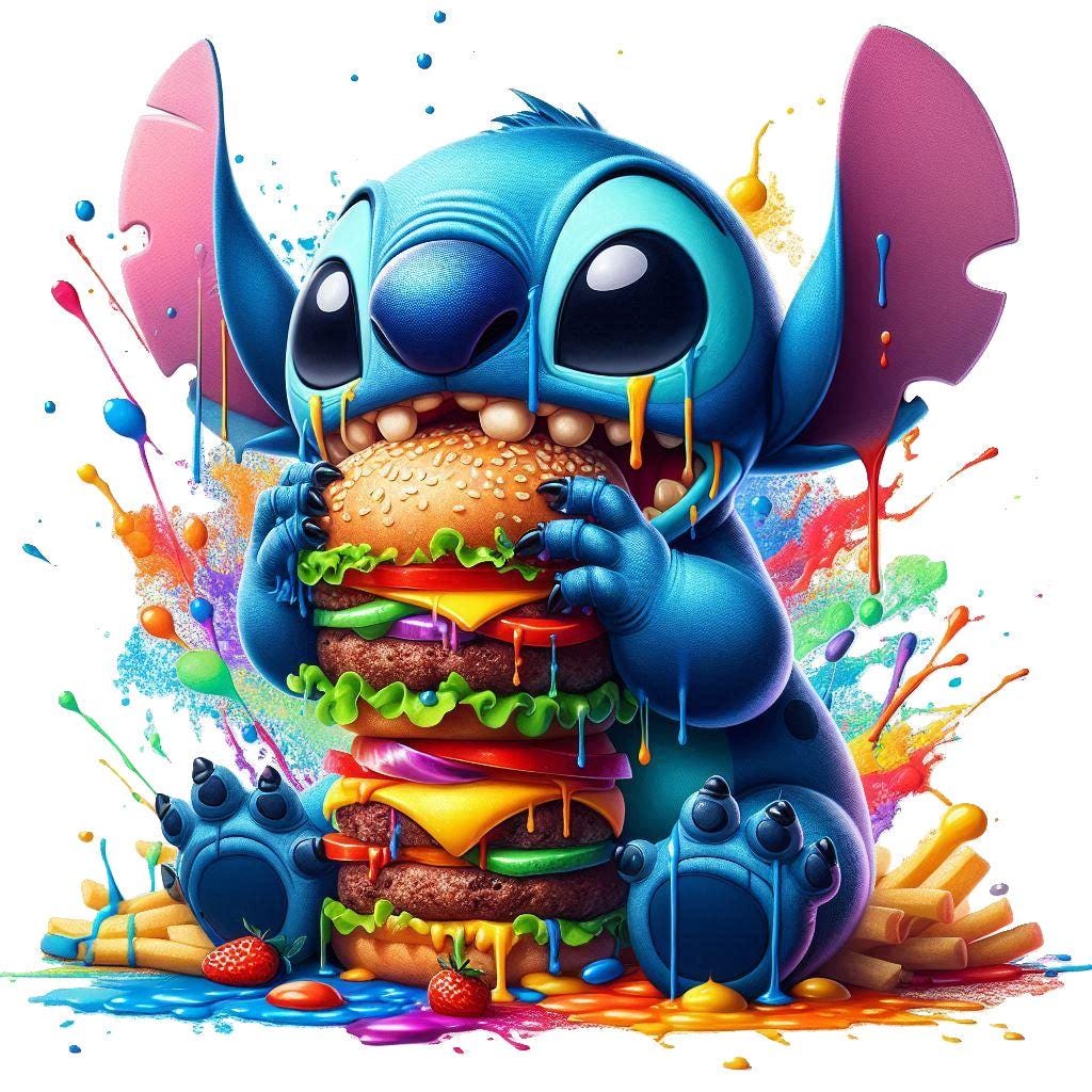 Stitch Hamburger Watercolor PNG: Sublimation Design (5 PNG Files) - Etsy