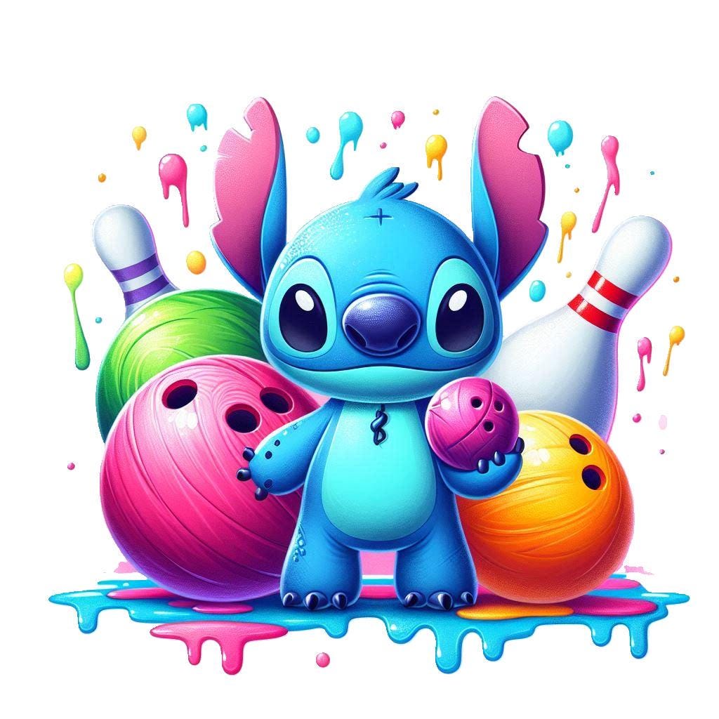 Stitch Bowling Watercolor PNG Designs: Sublimation Graphics (5 PNG) - Etsy