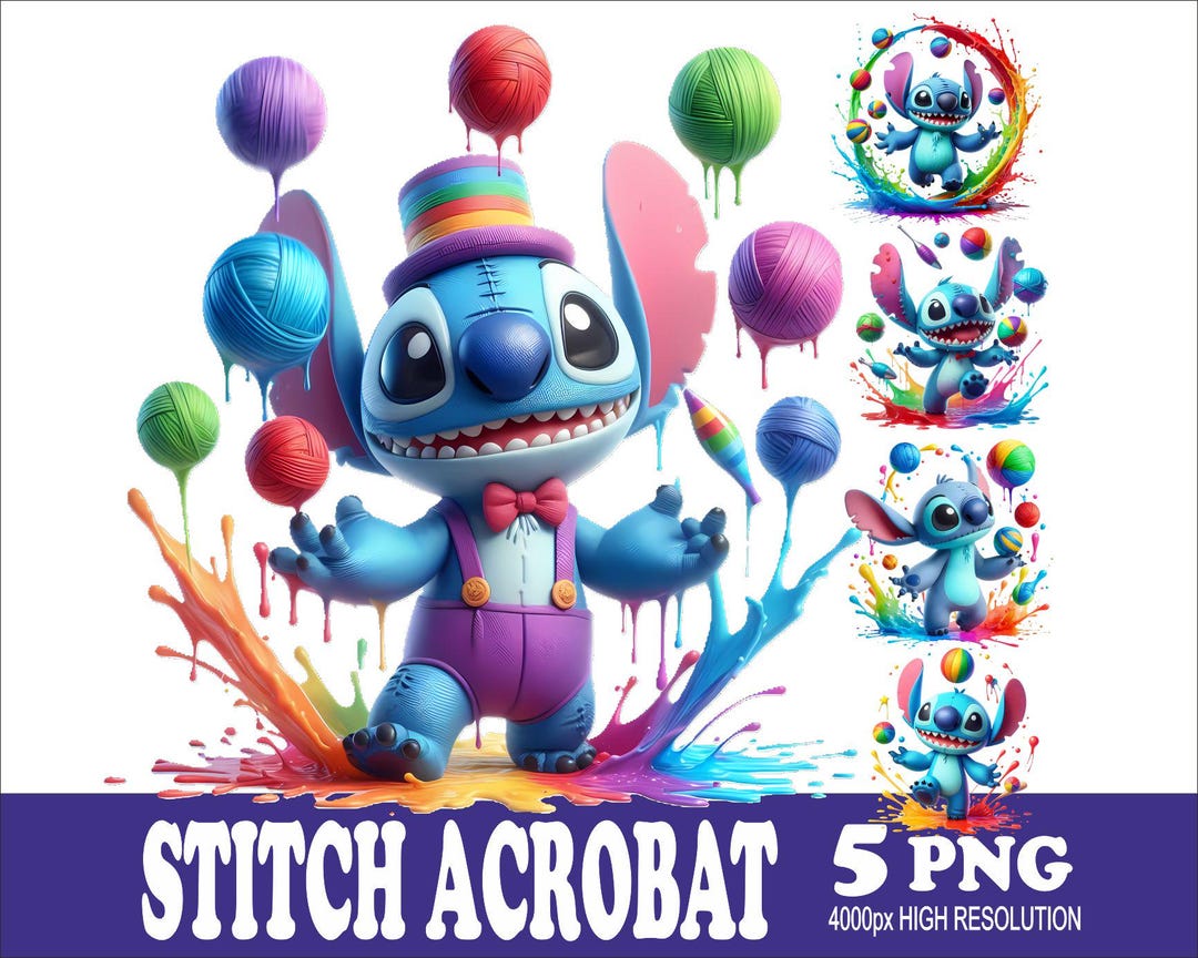 5 PNG Stitch Acrobat Design Watercolor Tshirt Mug Tumpler Sublimation ...