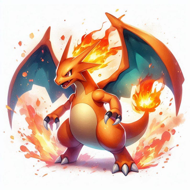 Mega Charizard Watercolor PNG: Sublimation Design Set (5 Files) - Etsy