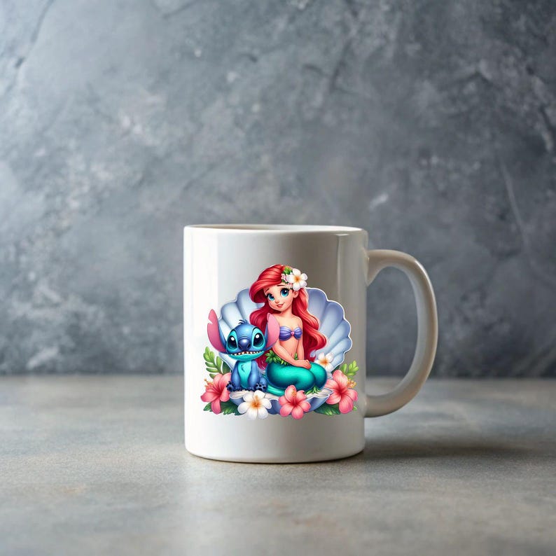 Stitch and Ariel Design Watercolor PNG Designs: Sublimation Graphics (5 ...