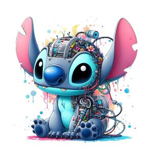 5 PNG Stitch Robot Design Watercolor Tshirt Mug Tumpler Sublimation Png ...